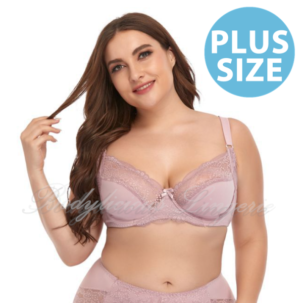 Plus Size Comfort Nylon Underwired Bra With Lace Detail • Bodylicious